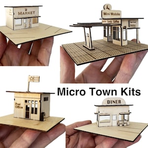 Mini Mid Century Modern Town Building Kits, Diner, Post Office, Market ...