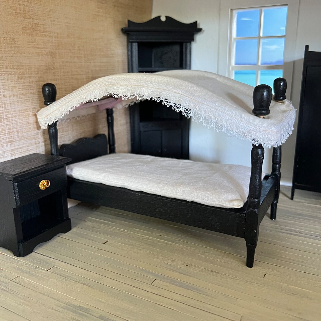 Canopy Bed Mini Dollhouse Bedroom Furniture Black - Etsy