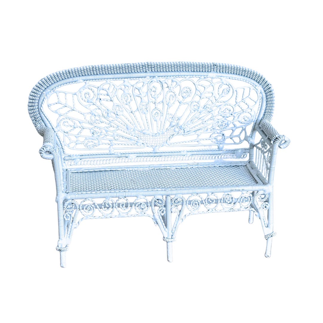 White Wire Miniature Peacock Garden Bench - Etsy