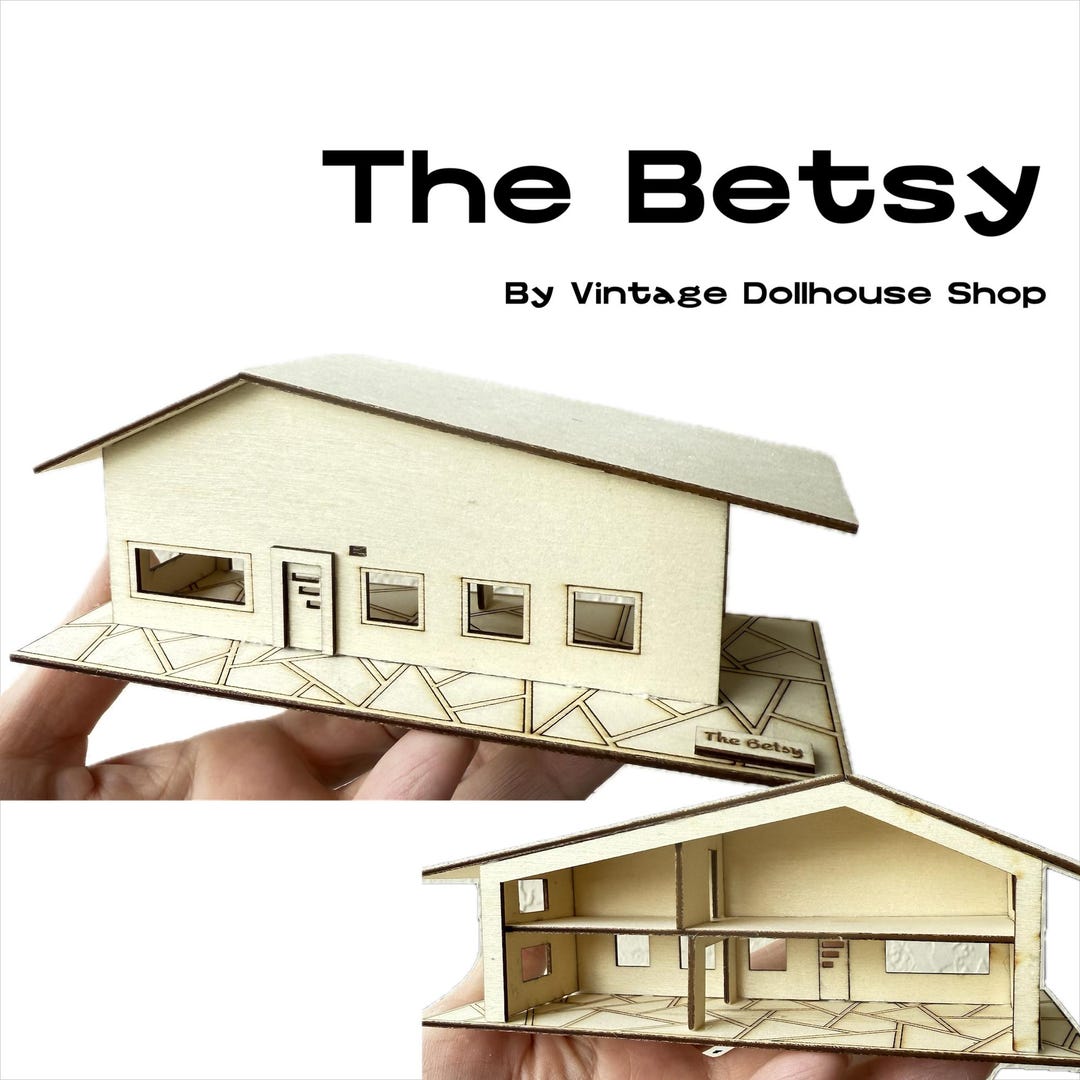 Mini Mid Century Modern Ranch Dollhouse Kit the Betsy 1:144 Scale - Etsy
