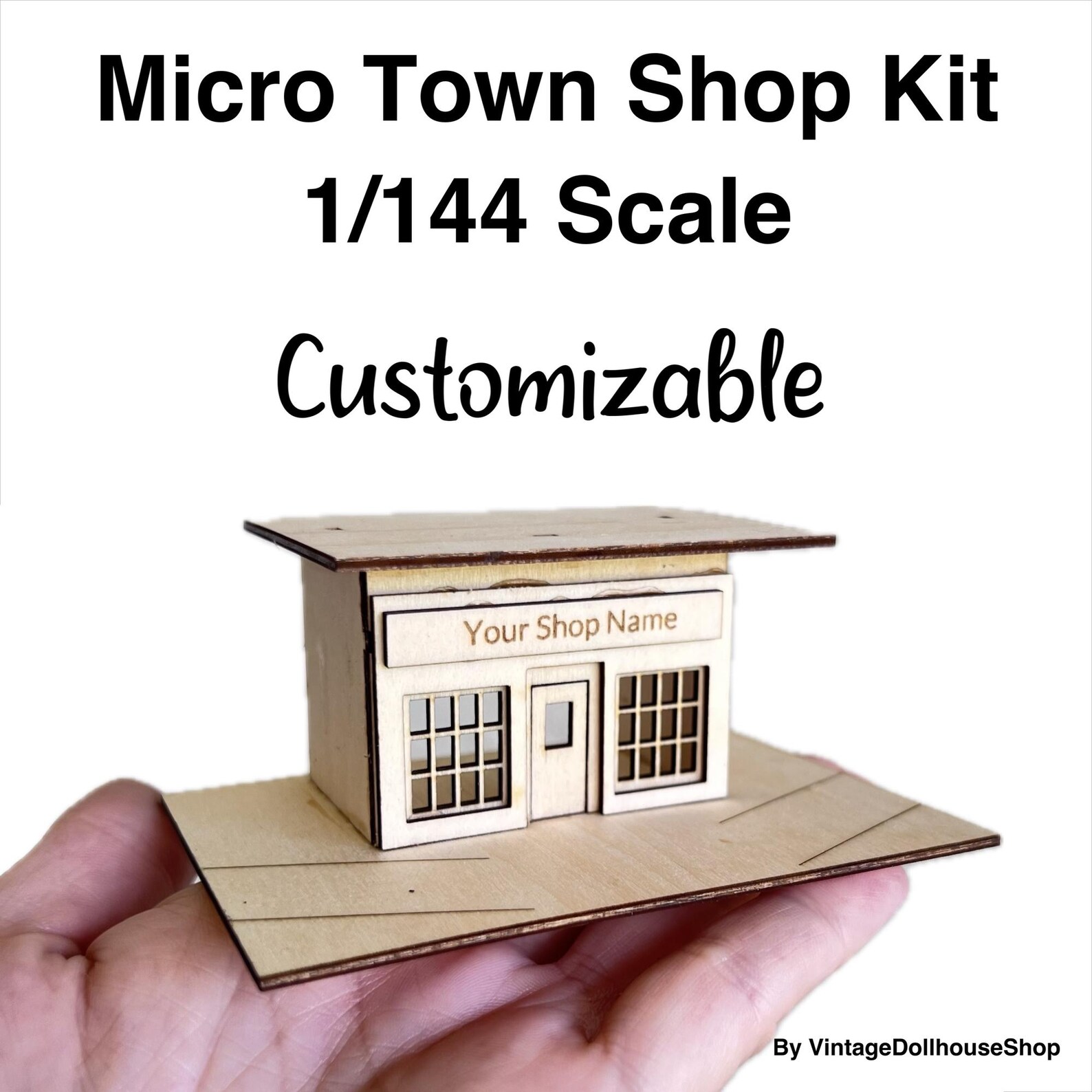 Mini Mid Century Modern Town Building Kit, Tiny Shop, Customizable, 1: ...