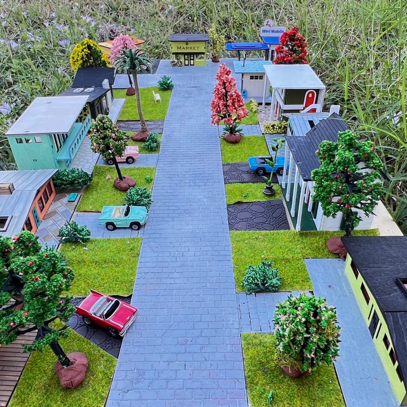 Mini Mid Century Modern Town Building Kit, Tiny Shop, Customizable, 1: ...