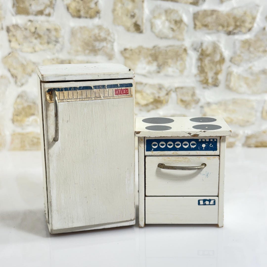 Lisa of Denmark, Lundby Kitchen Stove, Oven,fridge, 1:16 Scale Vintage ...