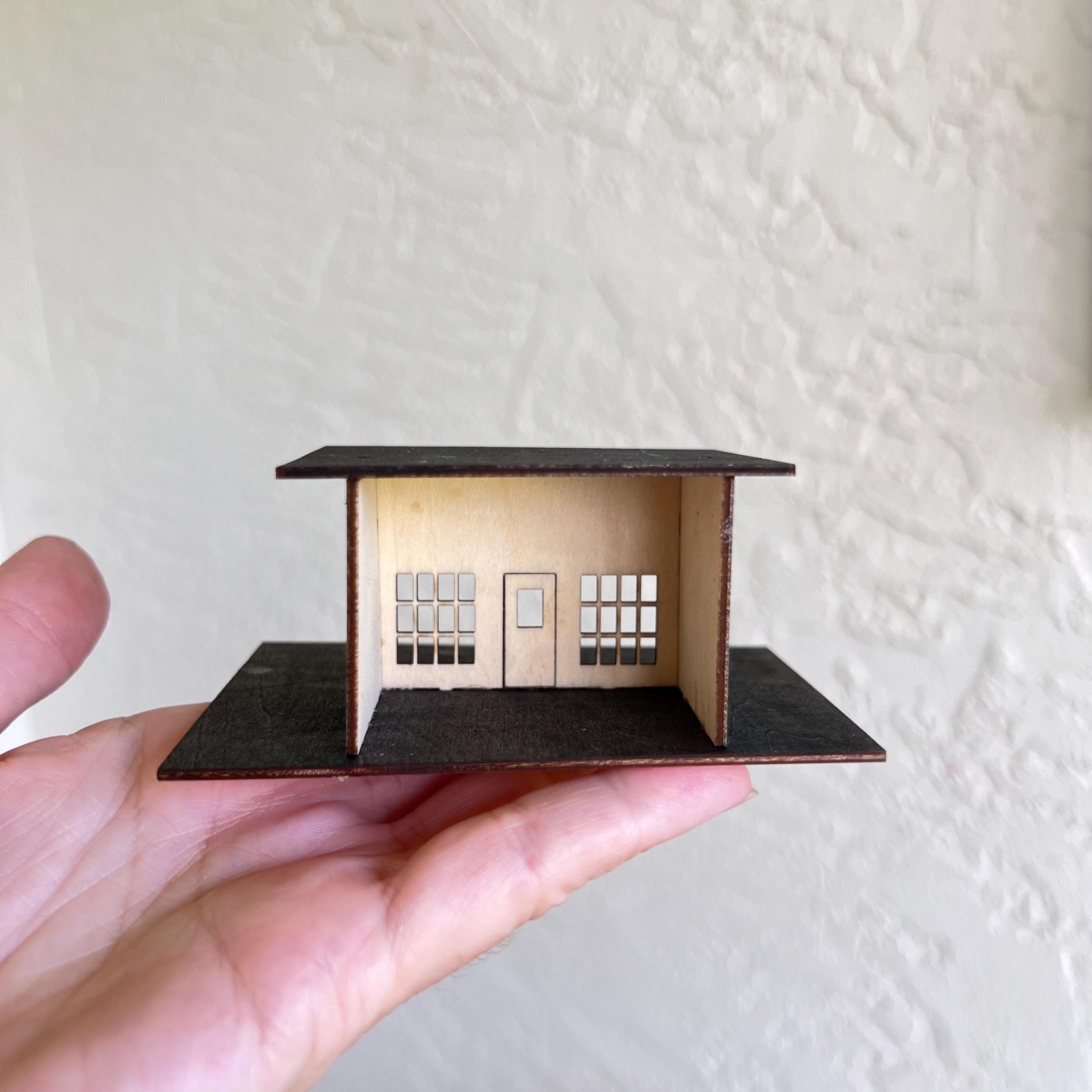Mini Mid Century Modern Town Building Kit, Tiny Shop, Customizable, 1: ...