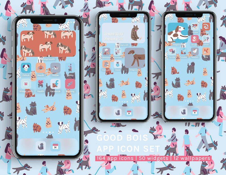 Cute Dogs App Icon Set | Hand-drawn Aesthetic Home Screen for Ios ...