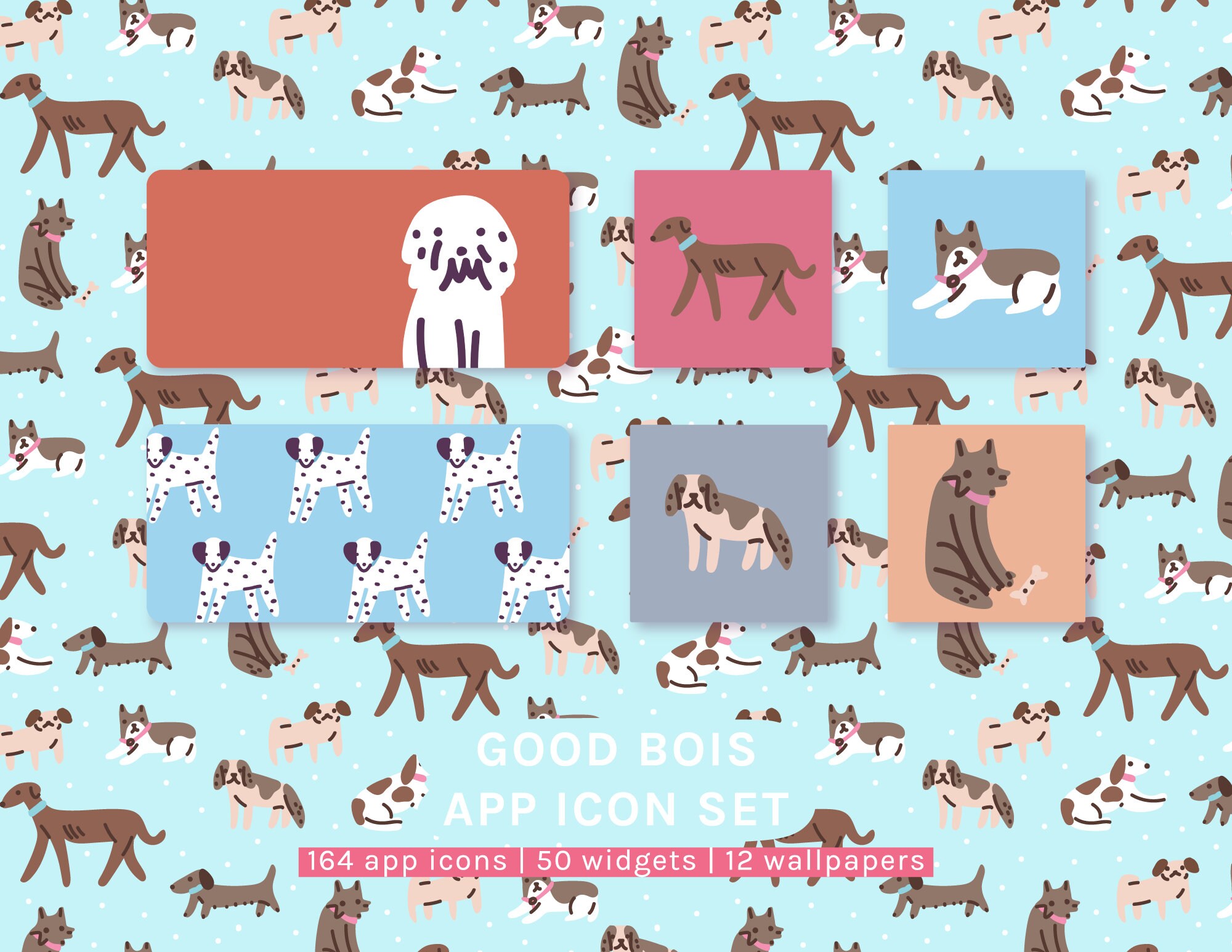 Cute Dogs App Icon Set | Hand-drawn Aesthetic Home Screen for Ios ...