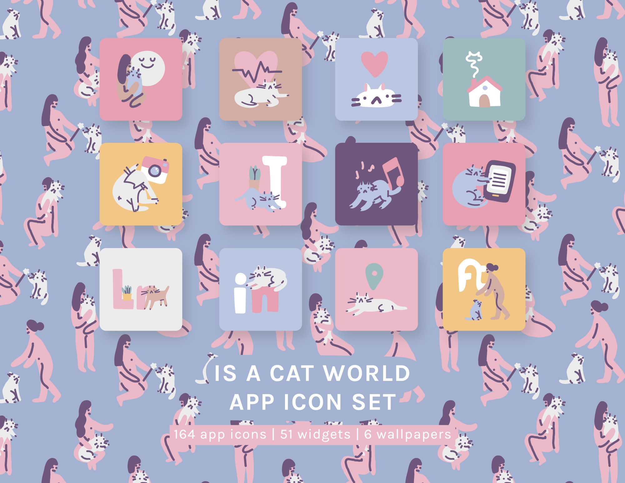 Hand-drawn Cute Cat Icons for Ios & Android | Wallpapers, Widgets and ...