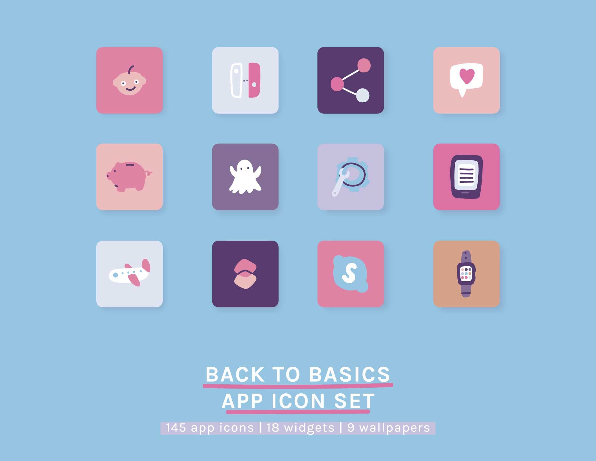 Colorful and Simple App Icon Set | Hand-drawn Aesthetic Home Screen for ...