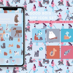 Cute Dogs App Icon Set | Hand-drawn Aesthetic Home Screen for Ios ...