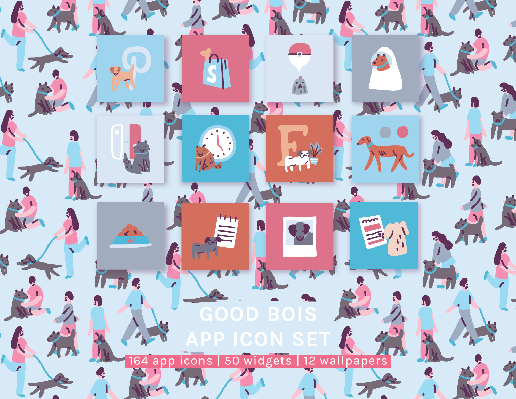 Cute Dogs App Icon Set | Hand-drawn Aesthetic Home Screen for Ios ...