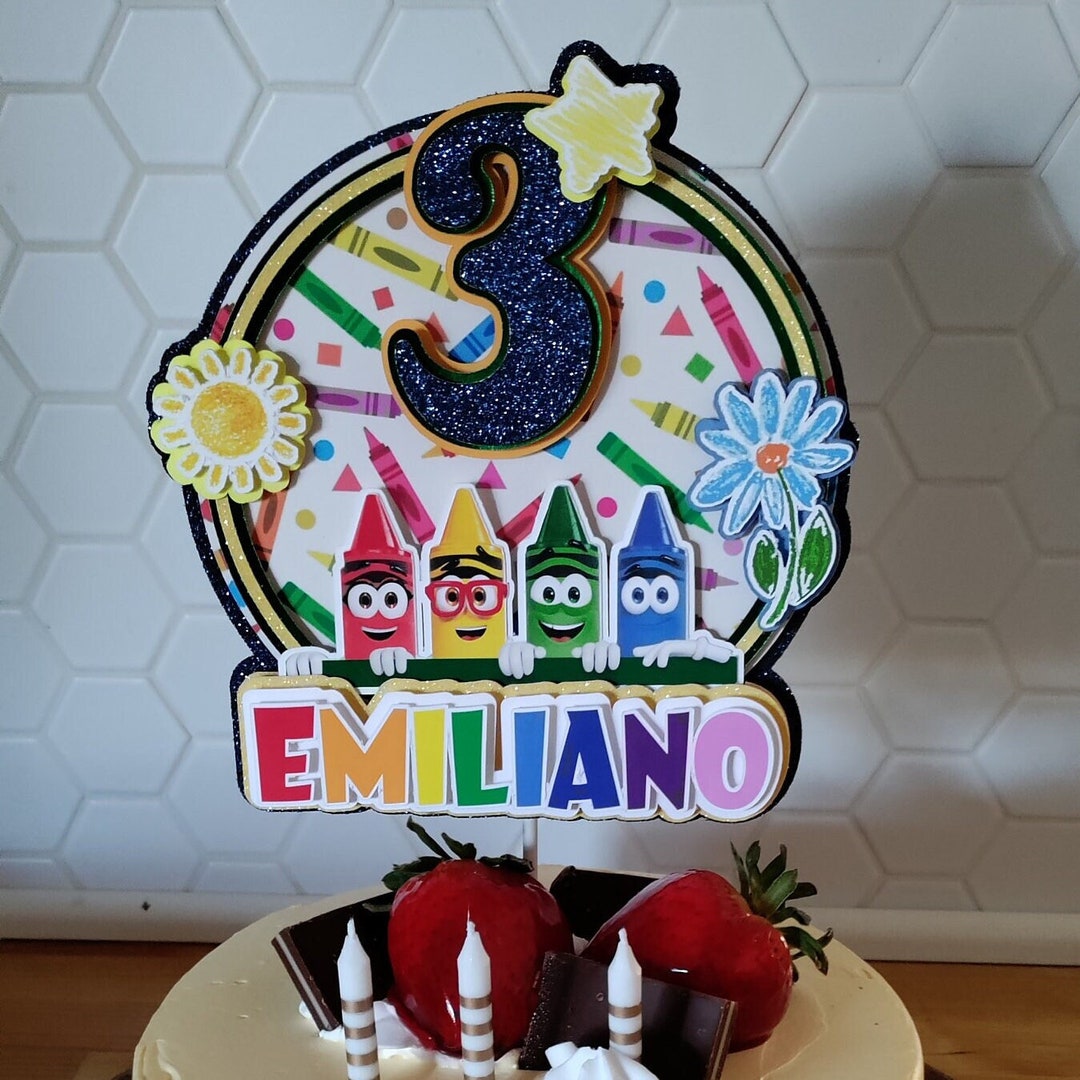 Crayola Birthday Cake Topper: Personalized Crayon Party Decor - Etsy