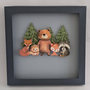 Woodland Nursery Decor: Personalized 3D Animal Shadow Box (9.5x9.5") - Etsy
