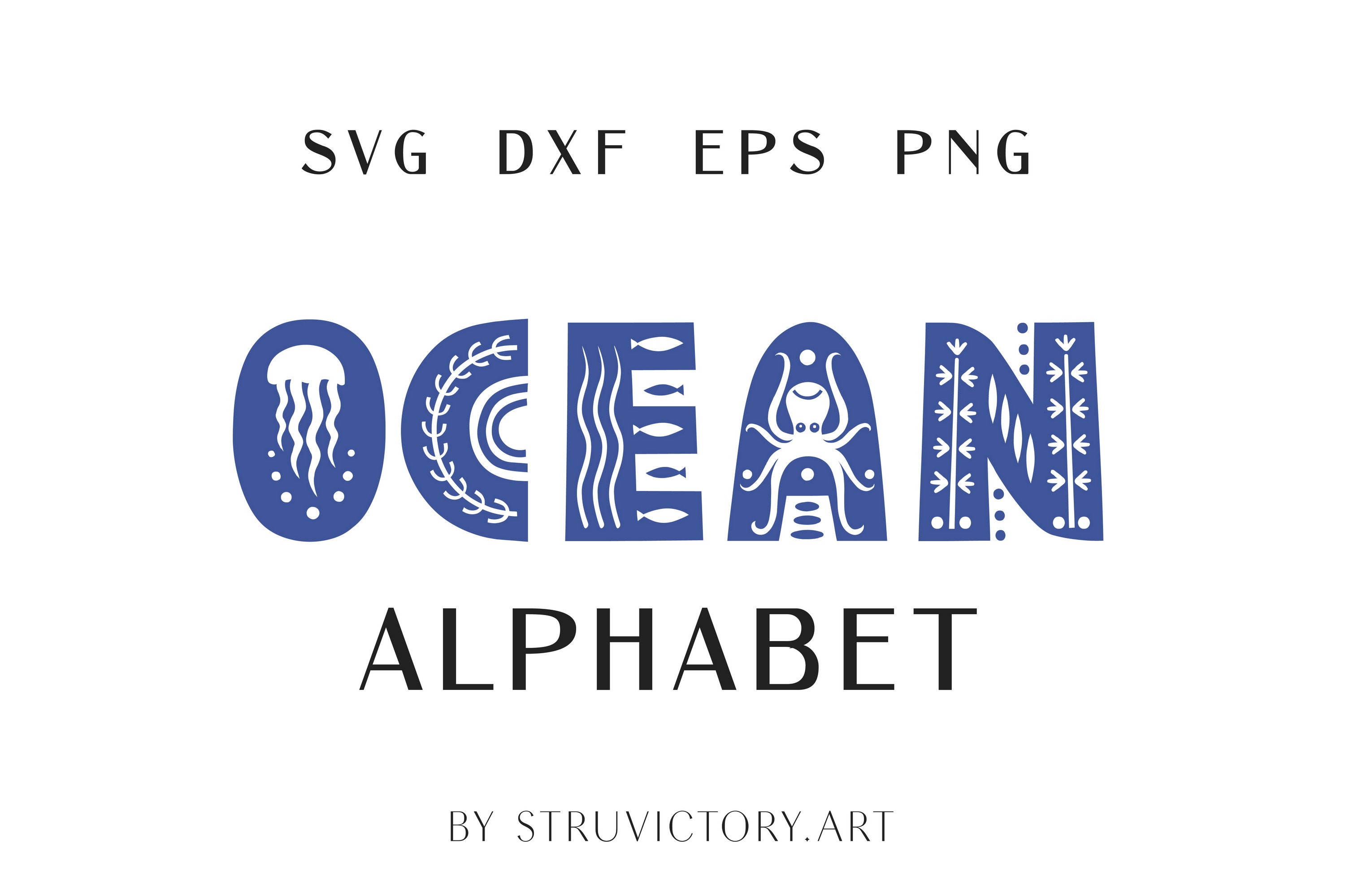 Ocean SVG font Sea letters SVG Oceanic cut alphabet | Etsy