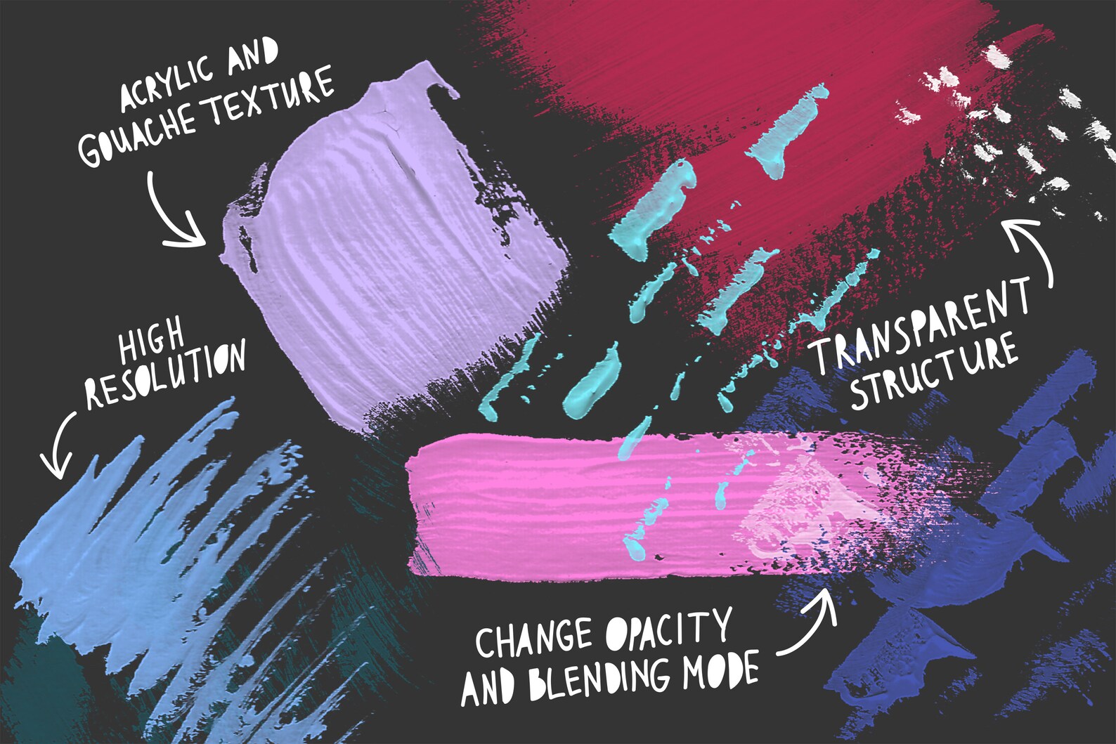 Photoshop Brushes with Gouache Texture Abstract Gouache | Etsy