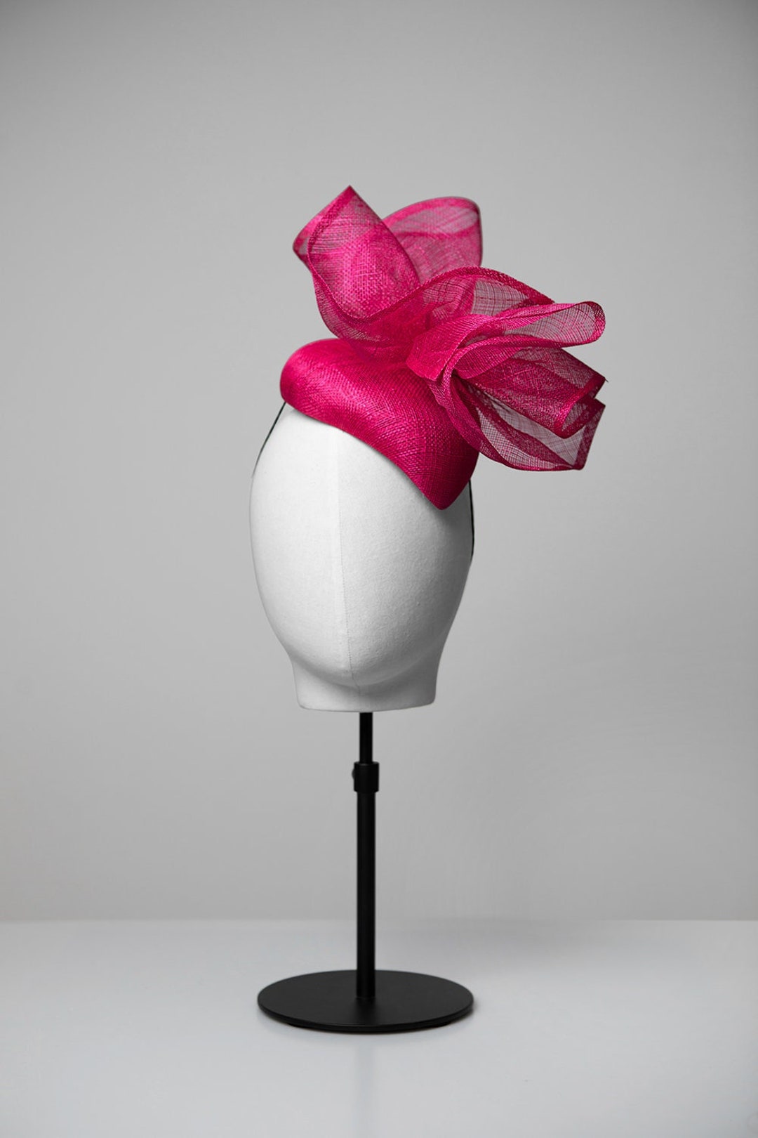 Tilly Bow Teardrop Percher Modern Hat Fascinator Races Wedding Pink ...