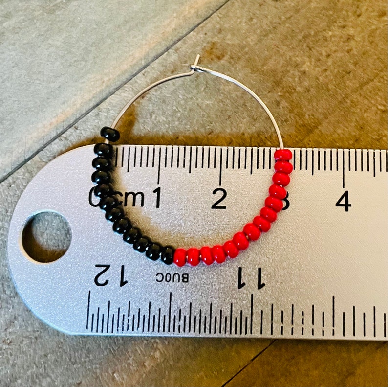 Beaded Hoop Earrings,school Colors Hoop Earrings, School Color Beaded ...