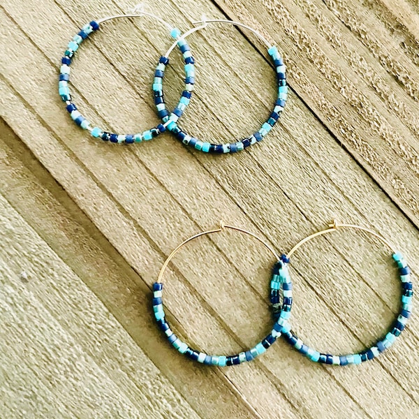 Beaded Hoop Earrings - Etsy