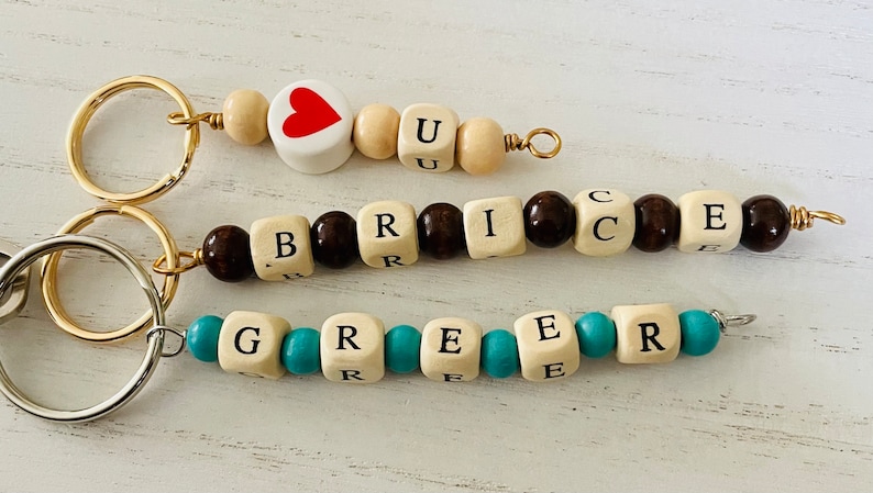 Personalized Name Wood Bead Keychain for Men Handmade Beaded - Etsy