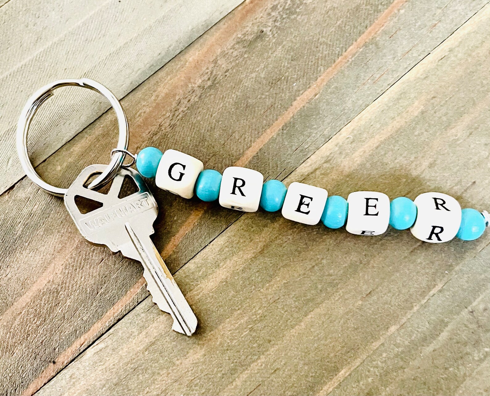 Personalized Name Wood Bead Keychain for Men Handmade Beaded - Etsy