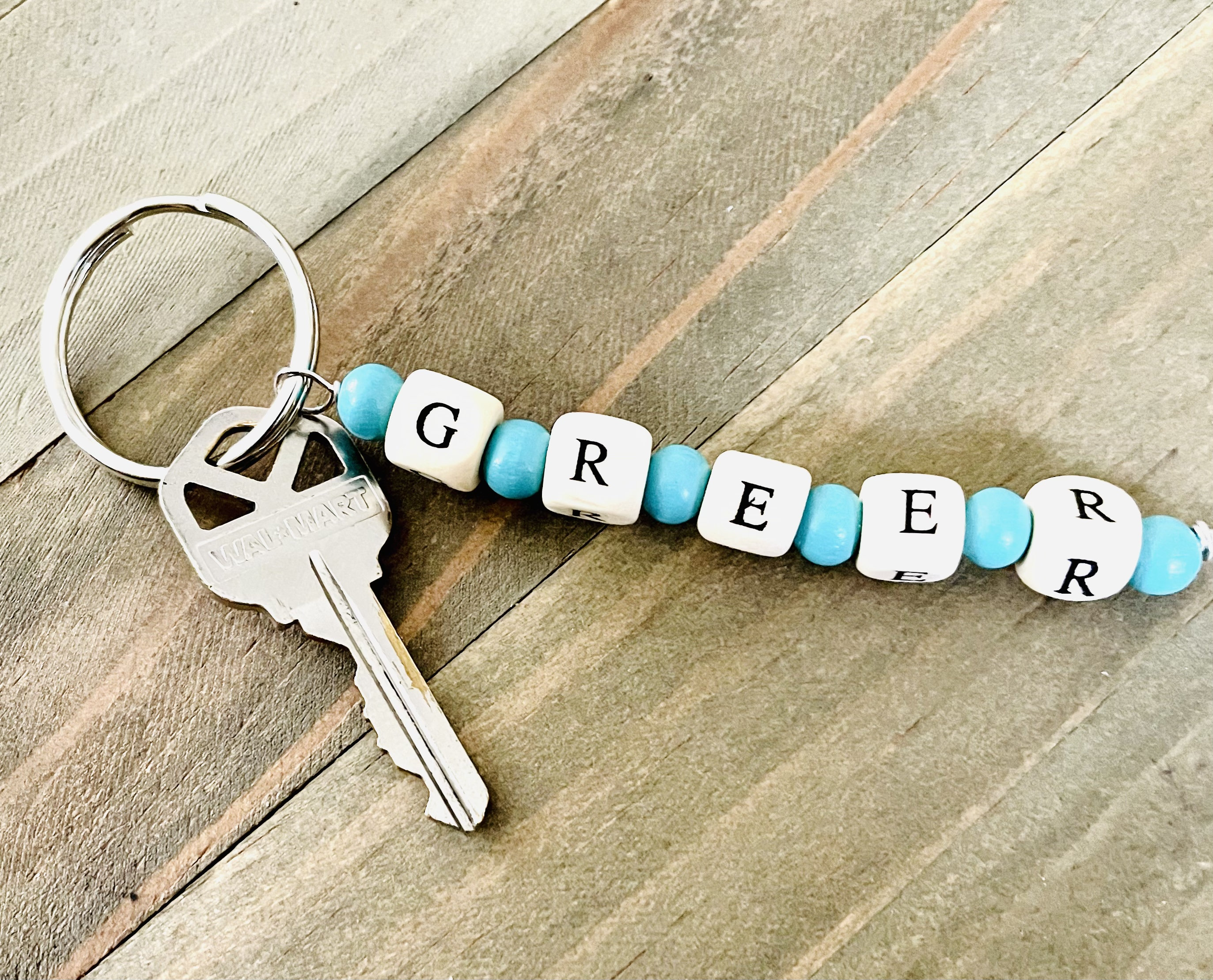 Personalized Name Wood Bead Keychain for Men Handmade Beaded - Etsy