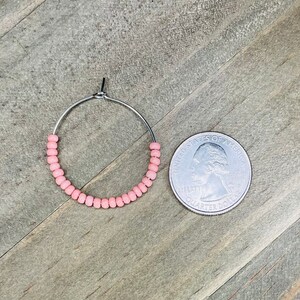 Pink Seed Bead Hoop Earrings, Pink Hoops, Valentine’s Day Hoops ...