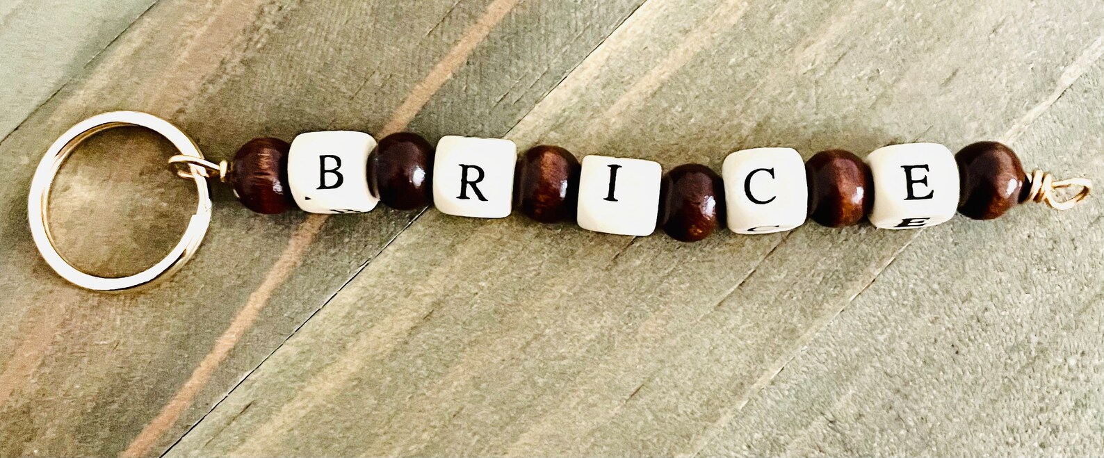 Personalized Name Wood Bead Keychain for Men Handmade Beaded - Etsy