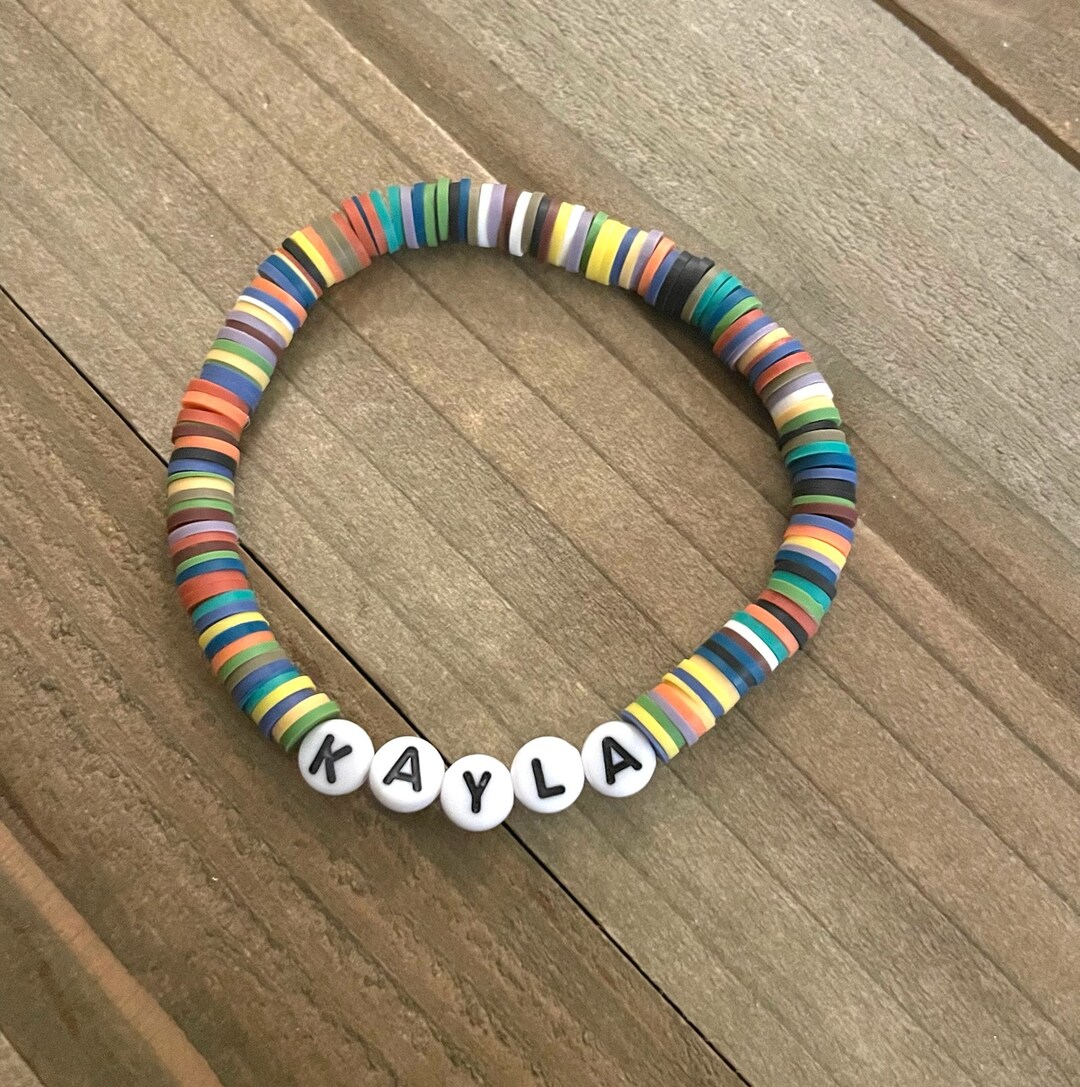 Personalized Name Heishi Beed Bracelet, Custom Bracelet, Multicolored ...
