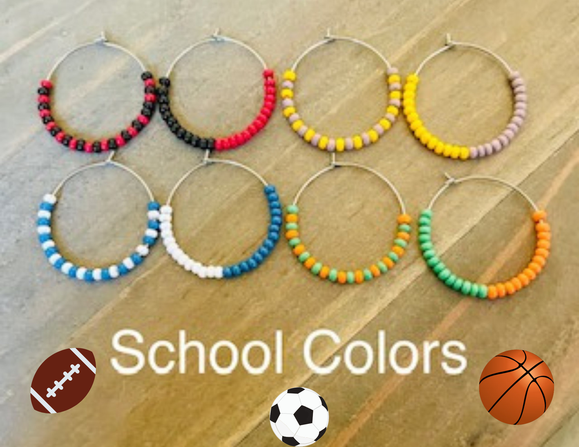 Beaded Hoop Earrings,school Colors Hoop Earrings, School Color Beaded ...