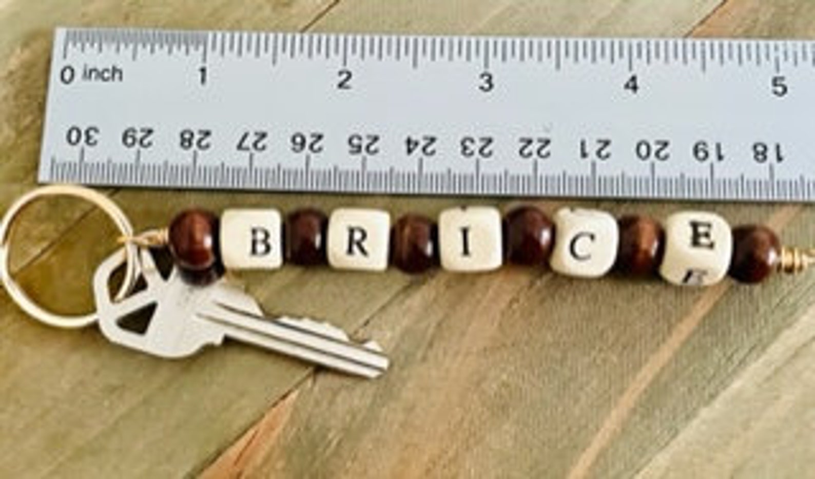Personalized Name Wood Bead Keychain for Men Handmade Beaded - Etsy