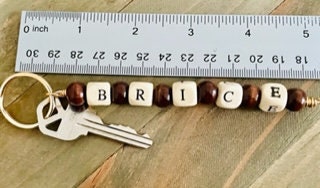 Personalized Name Wood Bead Keychain for Men Handmade Beaded - Etsy