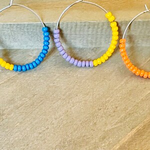 Beaded Hoop Earrings,school Colors Hoop Earrings, School Color Beaded ...