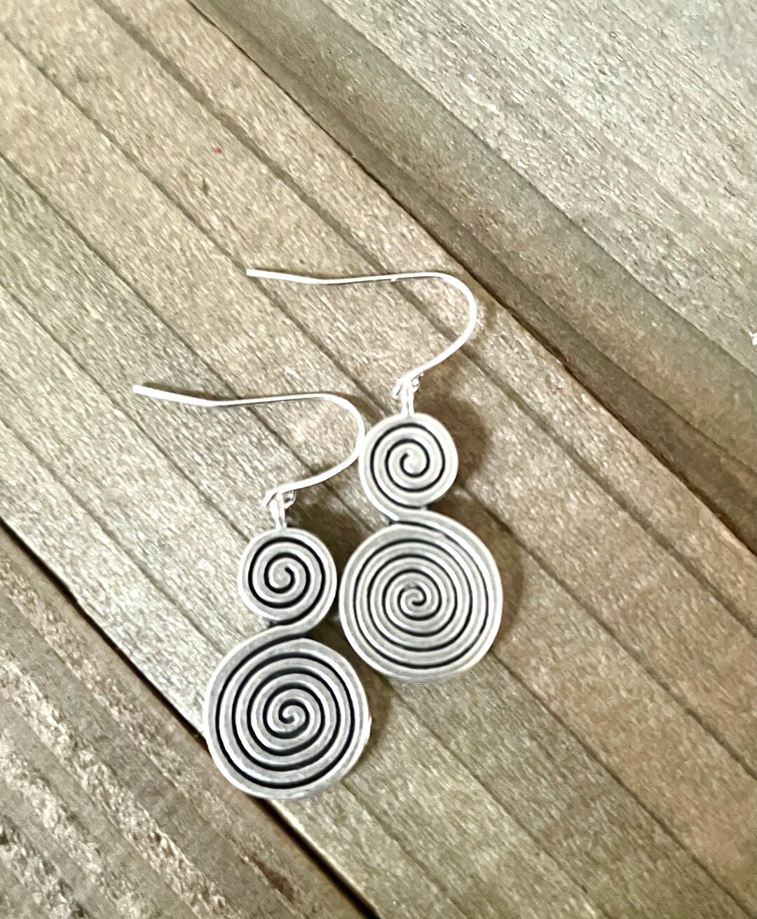Antique Silver Swirl Earrings, Silver Swirl Jewelry, Everyday Jewelry ...