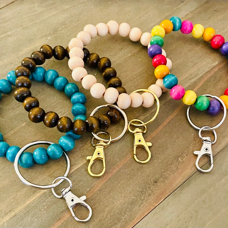 Wood Bead Keychain - Etsy
