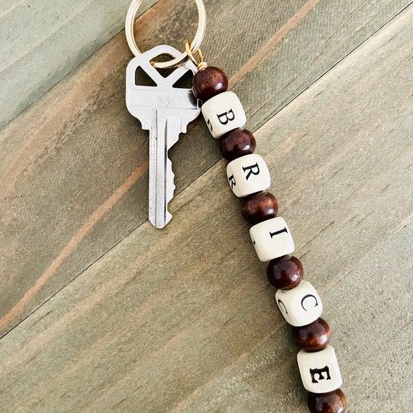 Handmade Beaded Leather Keychain - Etsy