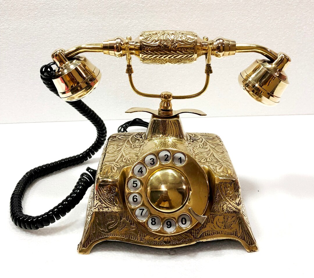 Vintage Brass Telephone Working Telephone Square Beautiful - Etsy