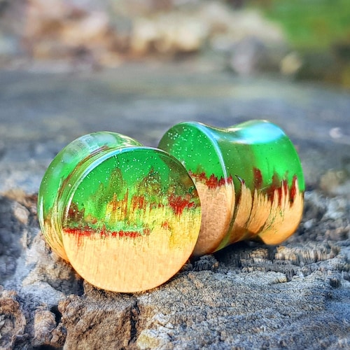 Pair of Wood Resin Plugs 0g Plugs Plugs and Tunnels 00 - Etsy