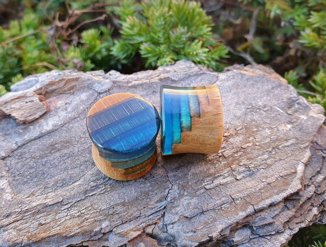 Wood Resin Ear Gauges: Handmade Double Flare Plugs; 0g (8mm) ~ 2 Inch ...