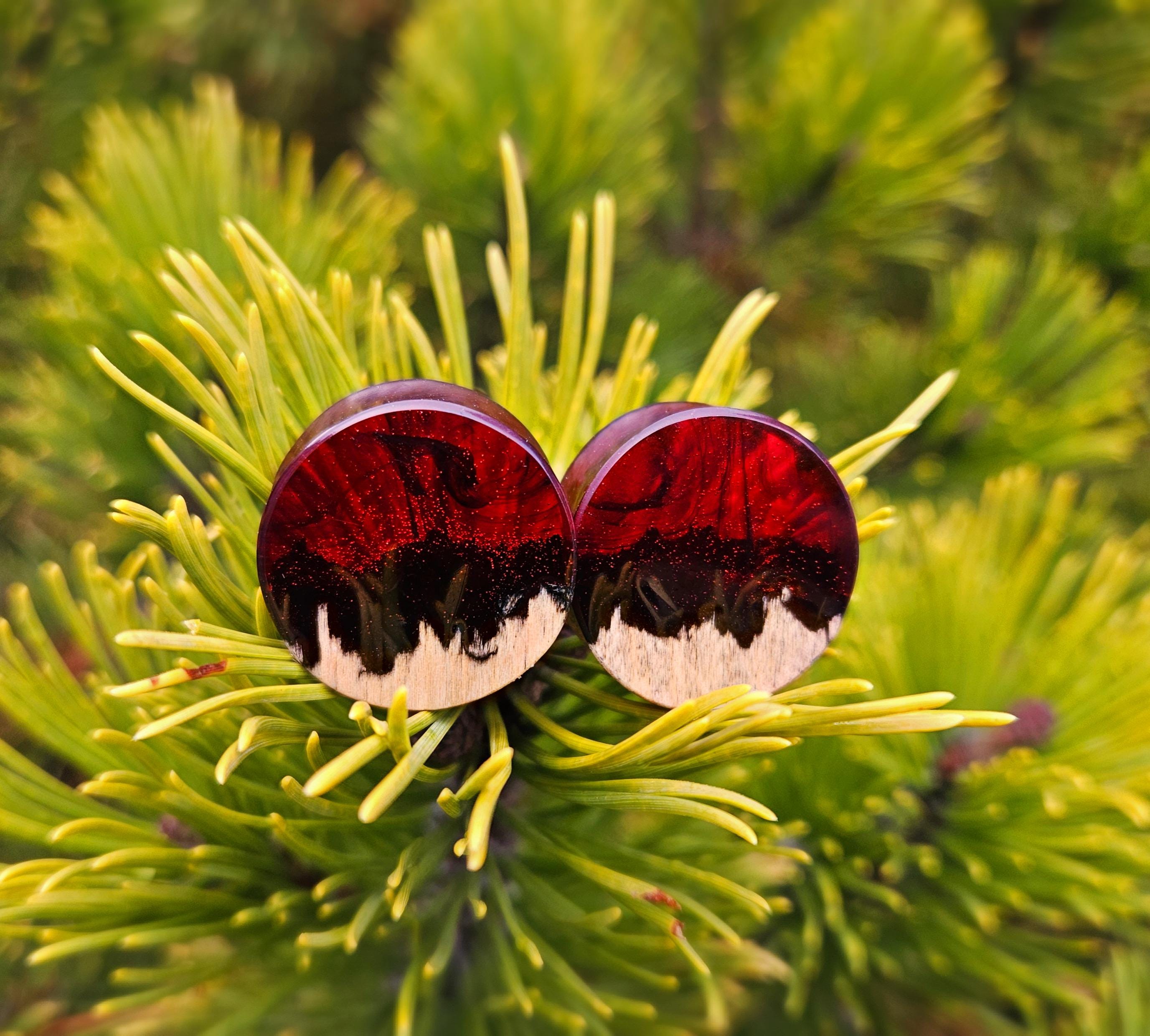 PAIR of Wood Resin Ear Gauges: Custom Doubleflare Ear Plugs ( 00g to 2 ...