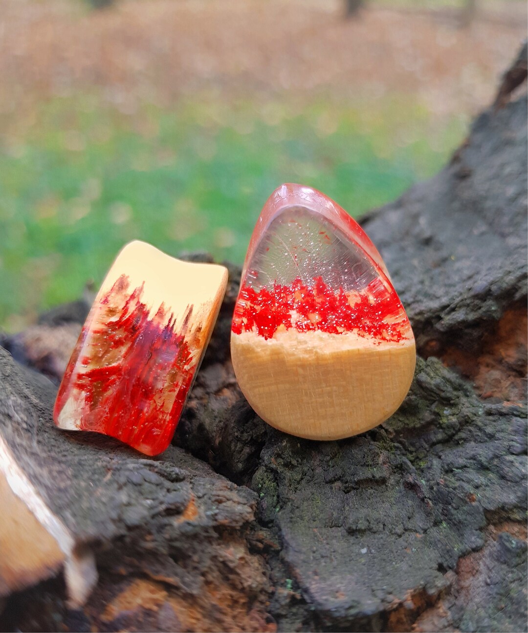 Wood Plugs Resin Plugs Teardrop Wood Resin Plugs Wood - Etsy