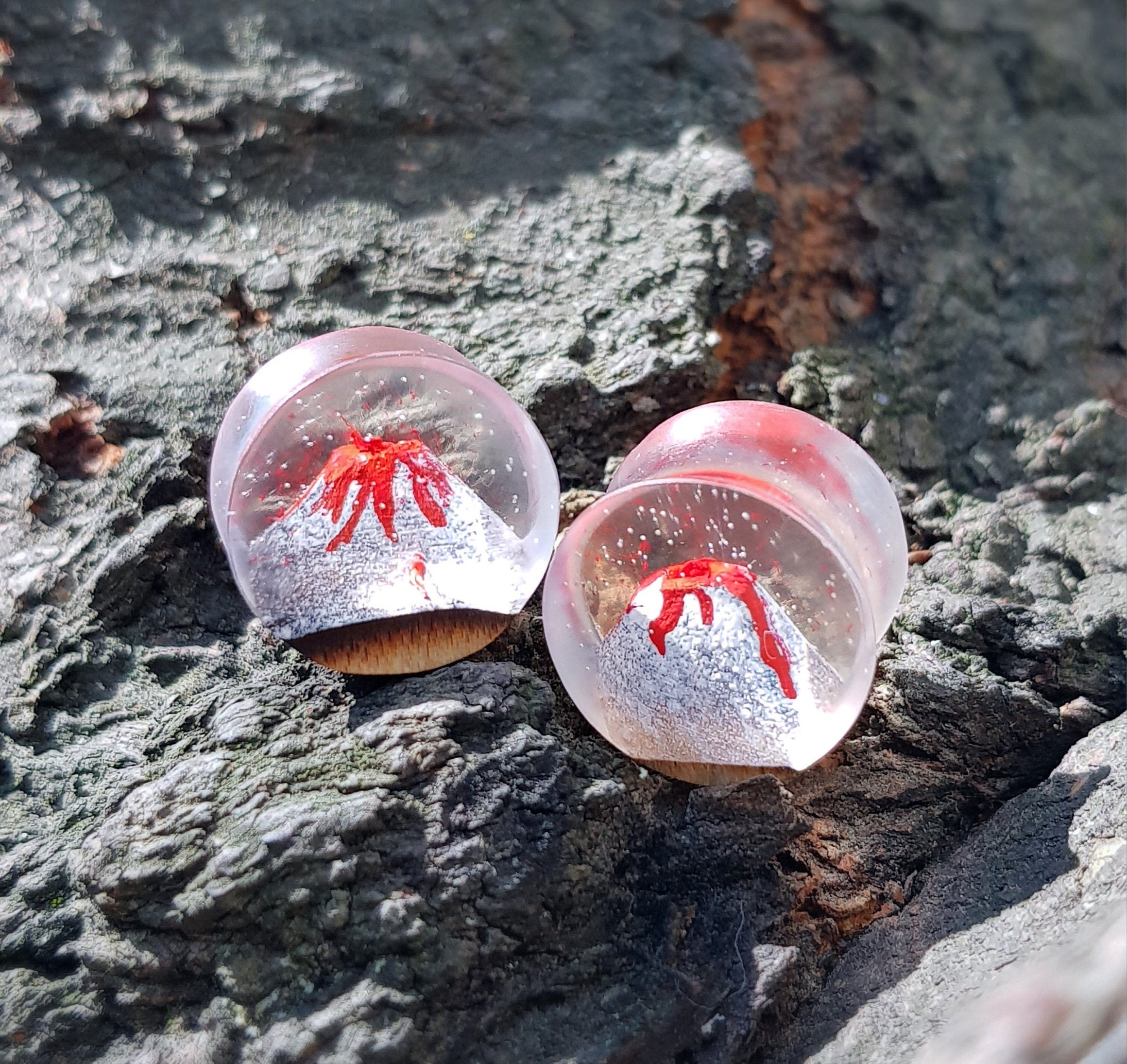 Pair of resin volcano plugs wood plugs plugs and tunnels | Etsy