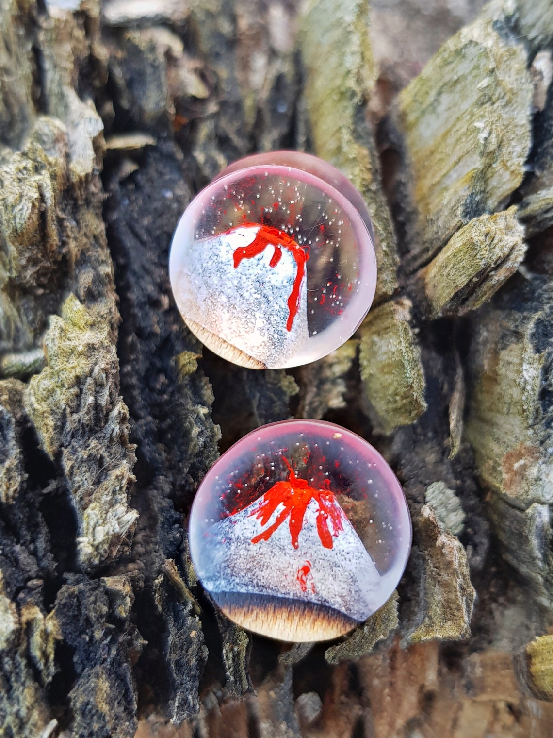 Pair of resin volcano plugs wood plugs plugs and tunnels | Etsy
