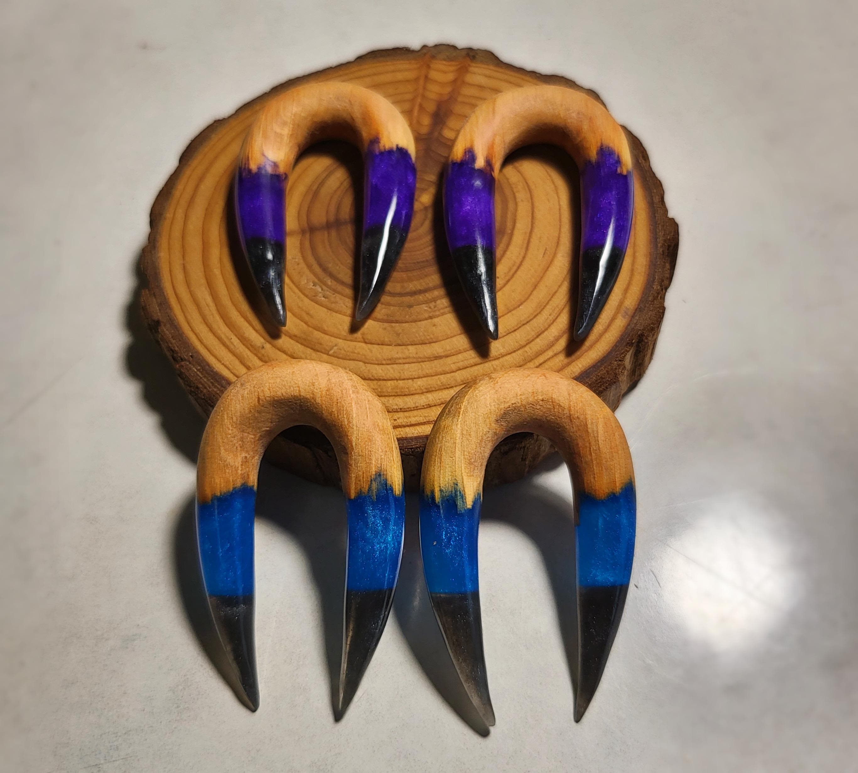 Handmade Hanger Ear Gauges: Wood Resin Horn Plugs, 2g (6mm) ~ 2 Inch ...