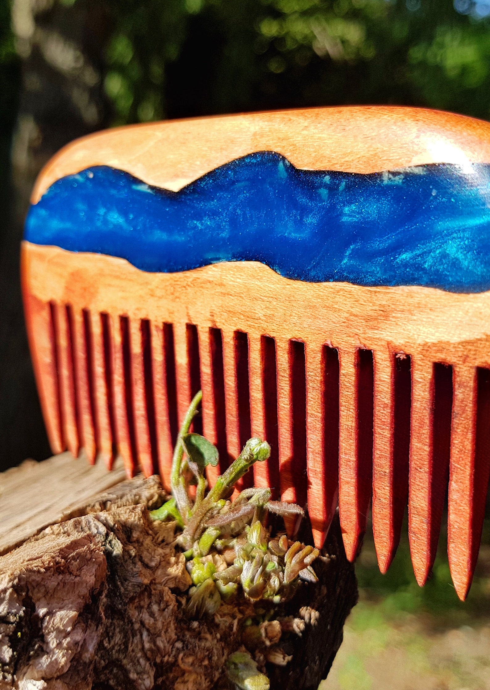 Wood Resin Comb, Wood Comb, Hair Accessories, Pocket Comb, Wide Tooth ...