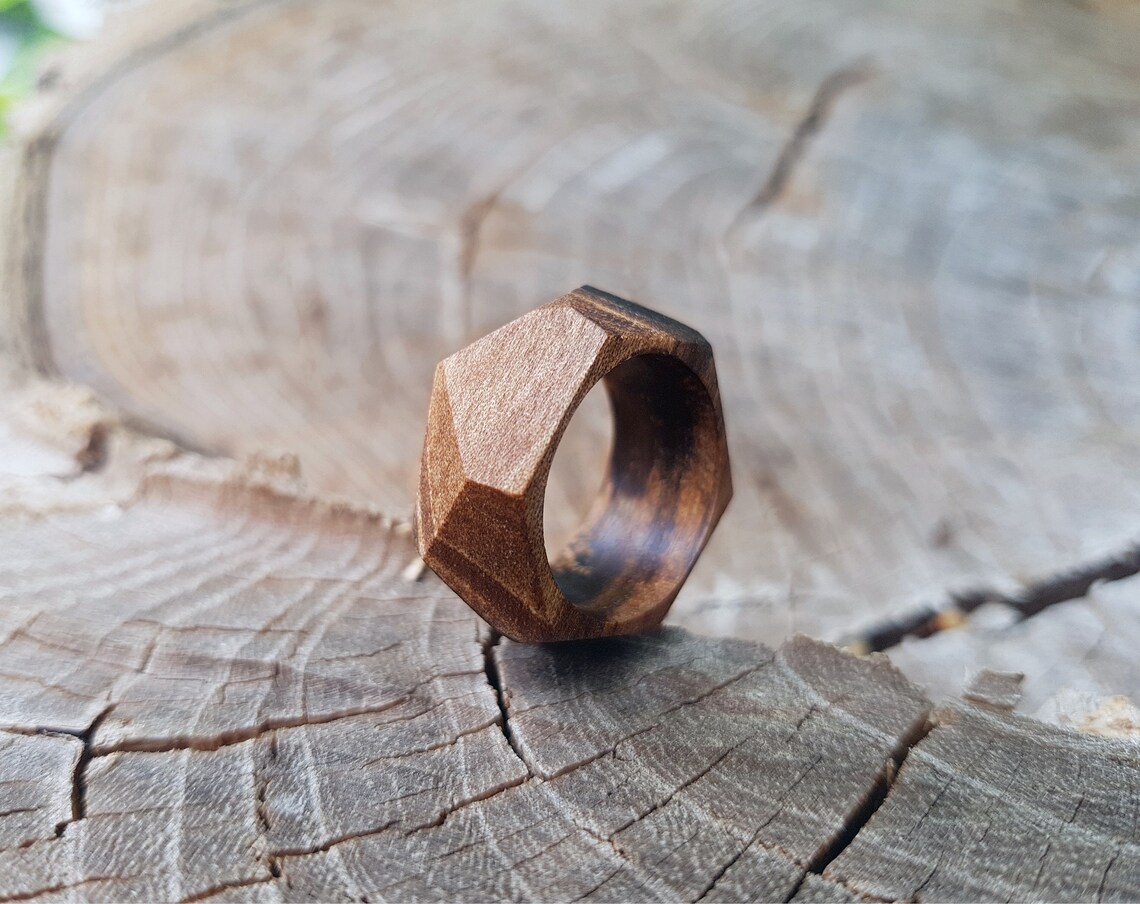Wood unique ring nature ring wood jewelry groomsman gift | Etsy