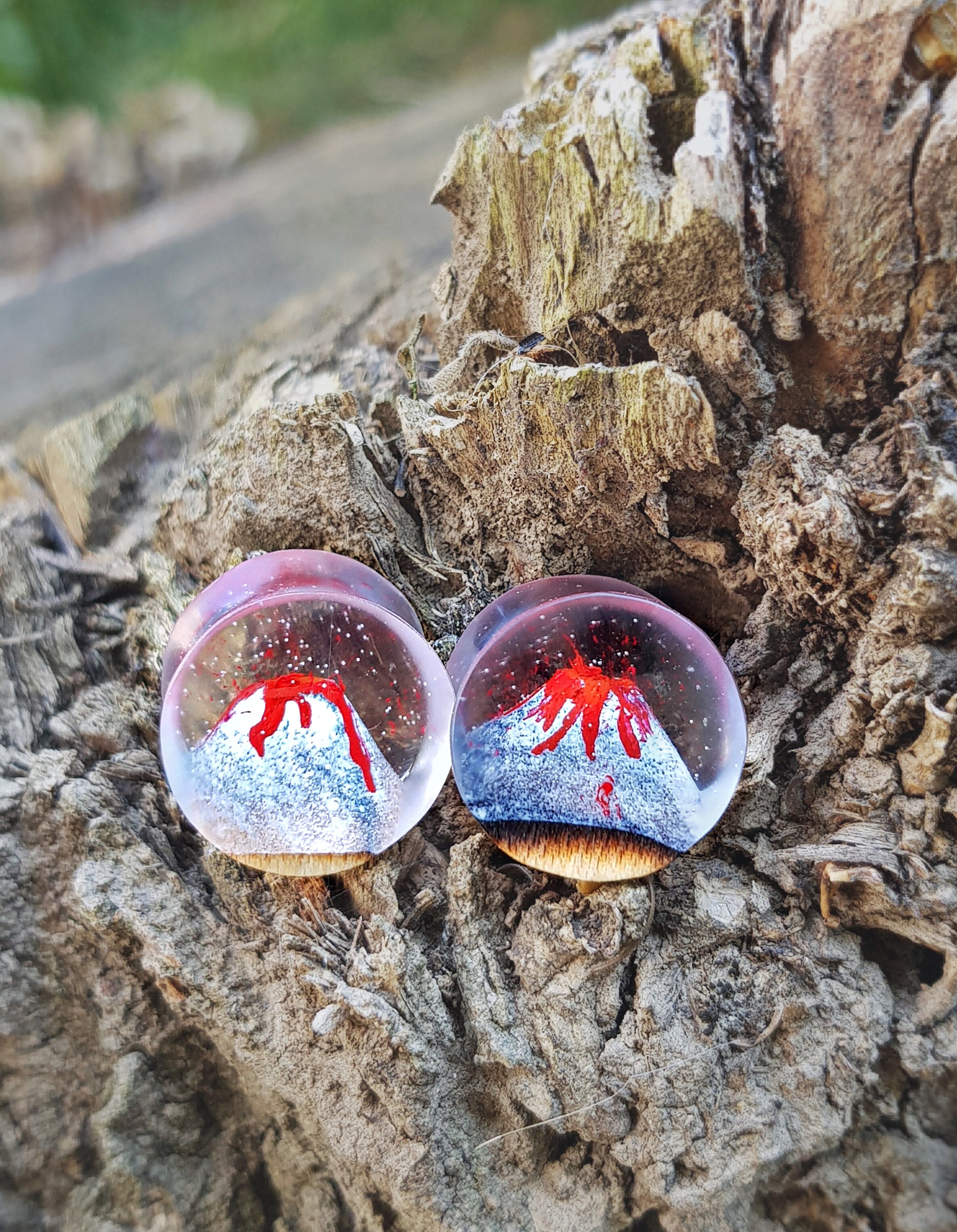 Pair of resin volcano plugs wood plugs plugs and tunnels | Etsy