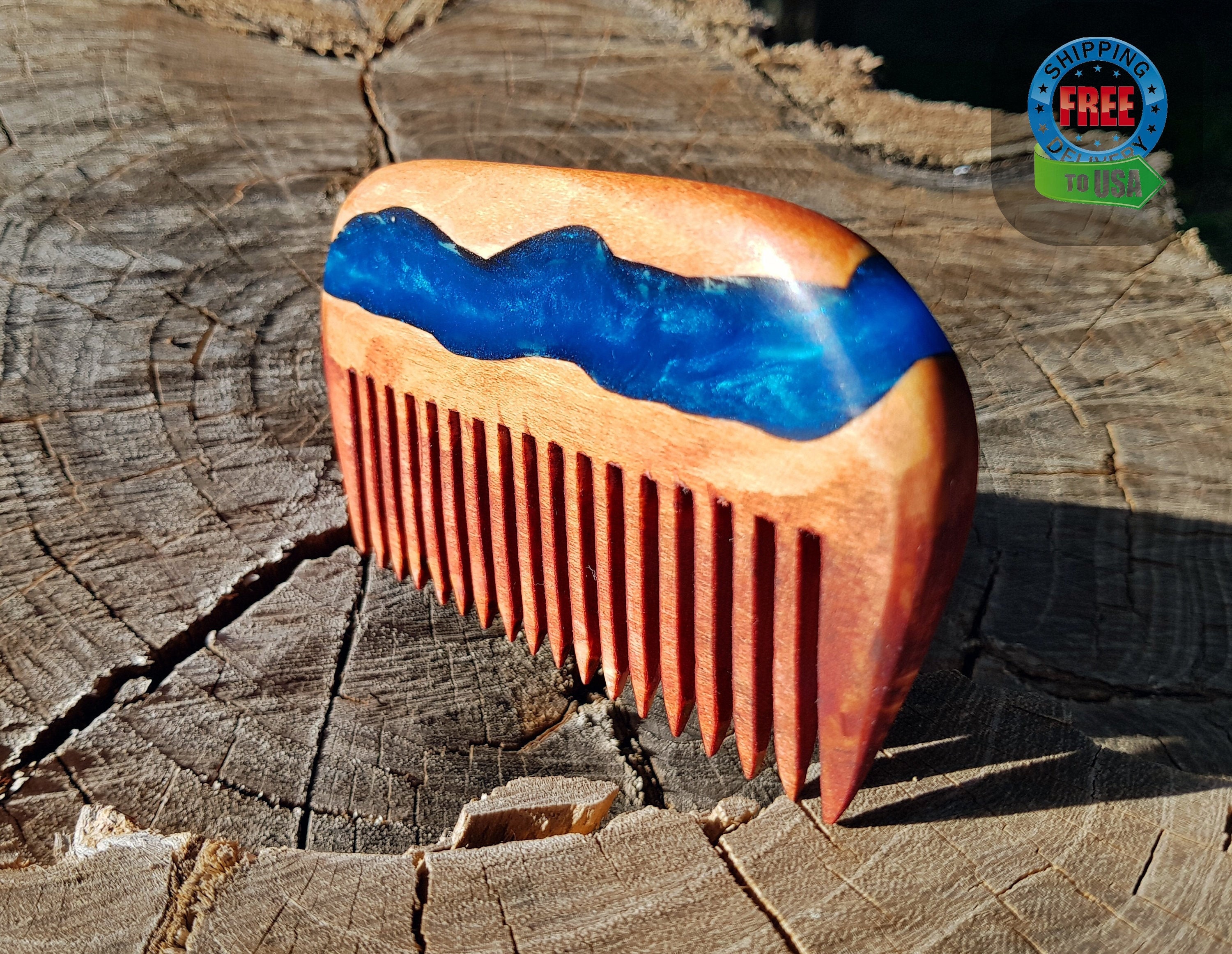 Wood resin comb wood comb hair accessories pocket comb | Etsy