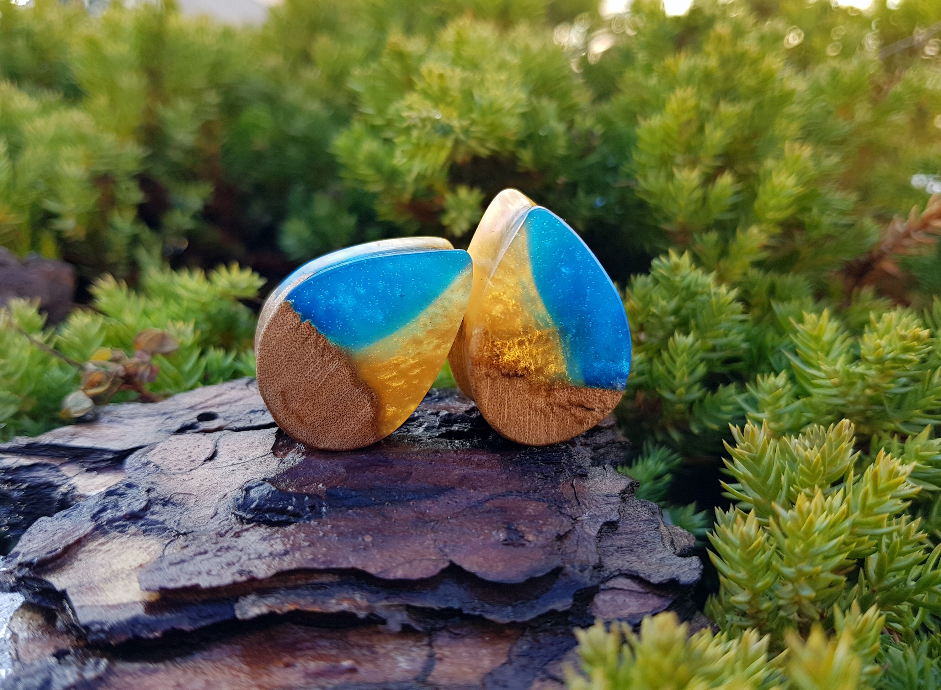 Teardrop wood resin plugs wood gauges plugs and tunnels 00 | Etsy