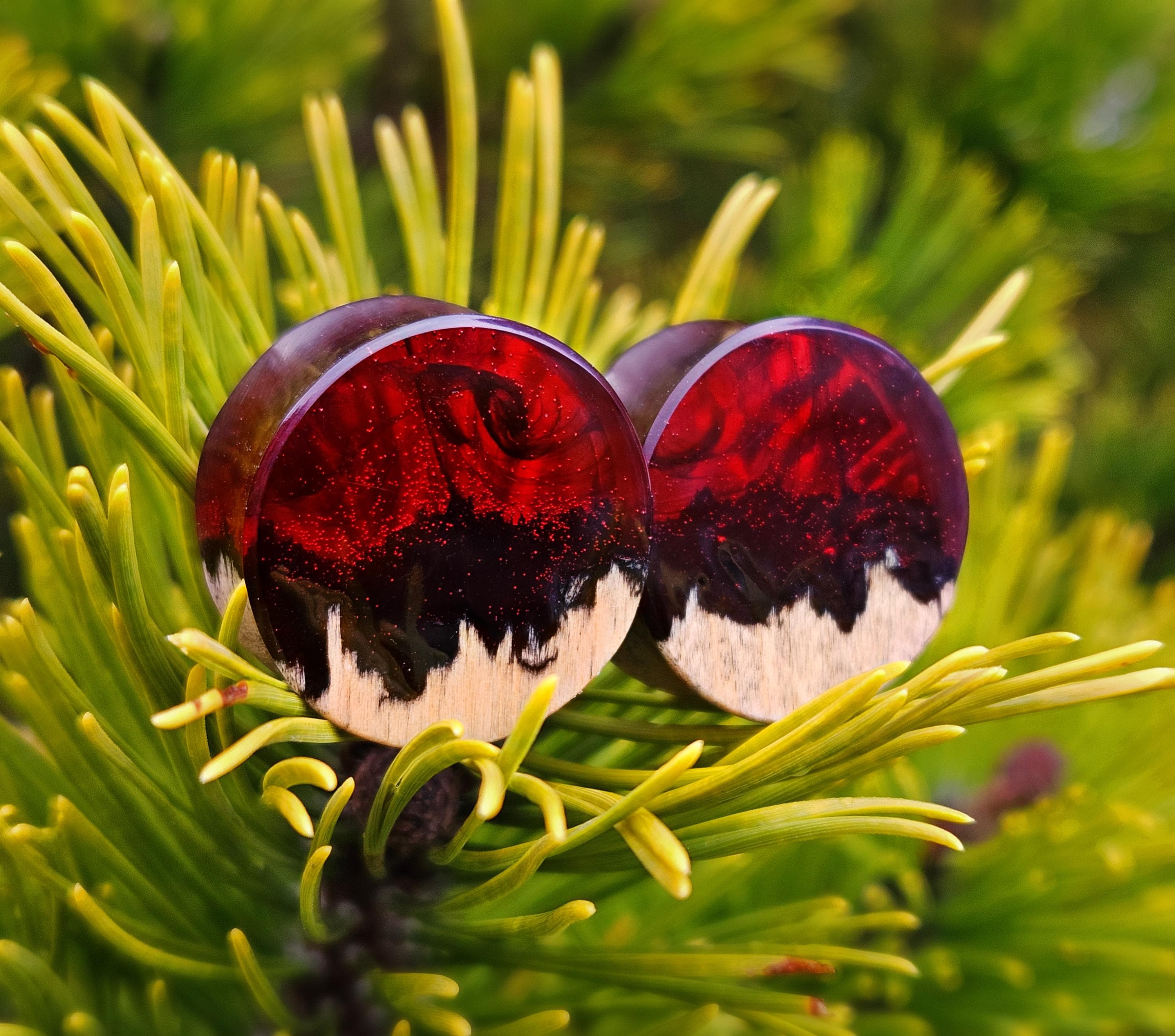 PAIR of Wood Resin Ear Gauges: Custom Doubleflare Ear Plugs ( 00g to 2 ...