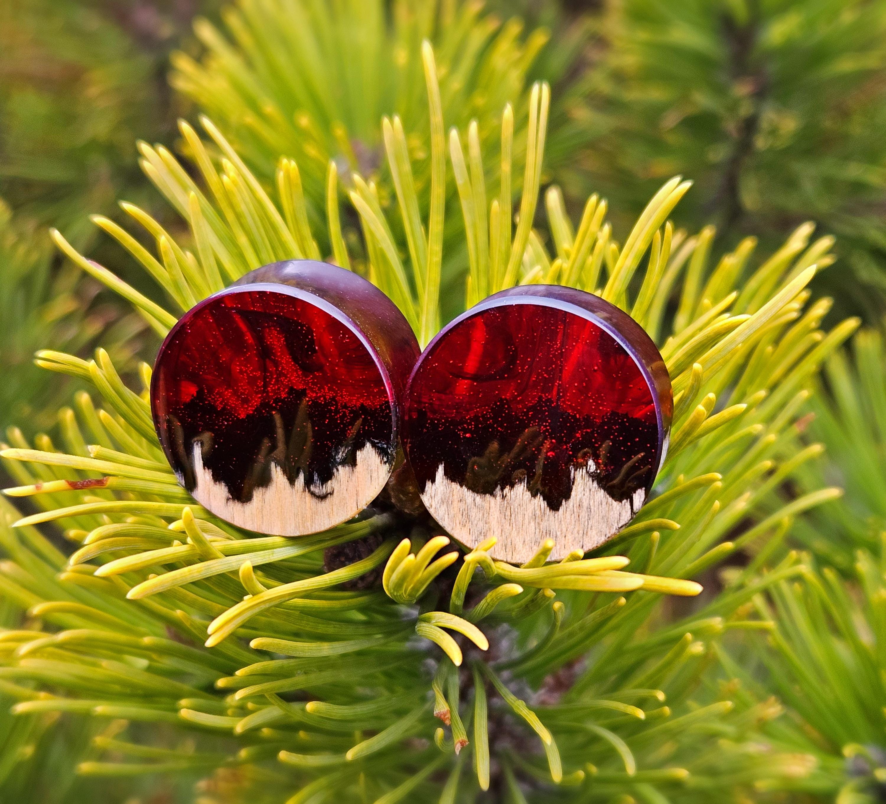 PAIR of Wood Resin Ear Gauges: Custom Doubleflare Ear Plugs ( 00g to 2 ...