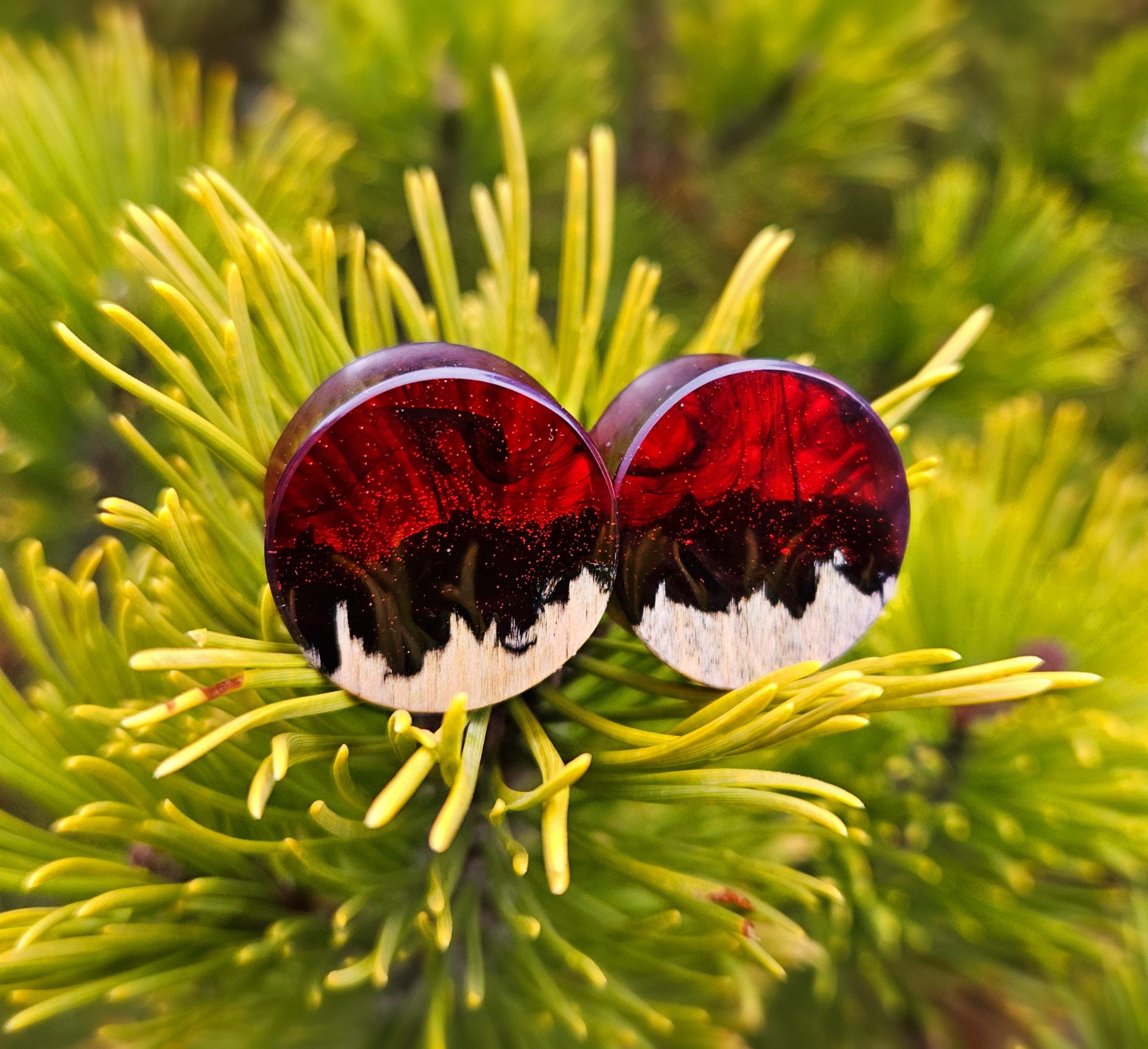 PAIR of Wood Resin Ear Gauges: Custom Doubleflare Ear Plugs ( 00g to 2 ...
